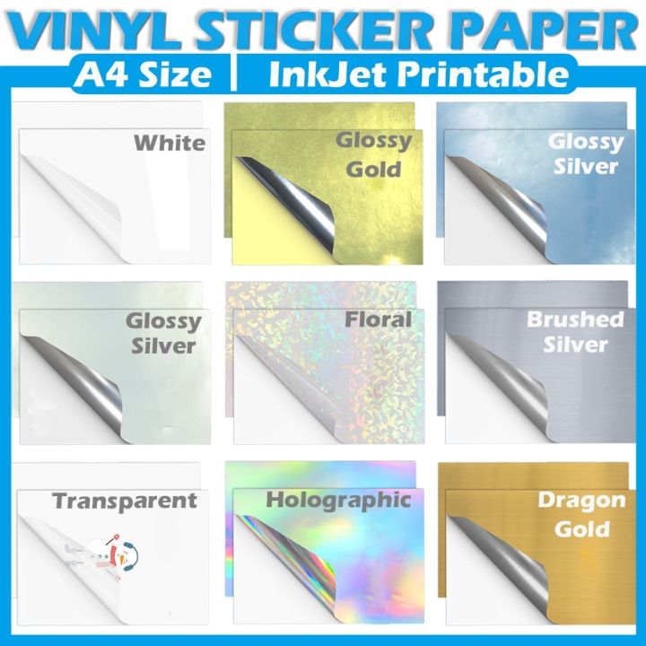 PVC Vinyl Sticker Paper Sheets A4 Size for InkJet Printer Waterproof ...