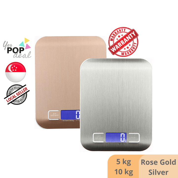 Digital Kitchen Scale + 5kg / 10kg Silver Rose Gold CNY Raya Christmas Baking Tool LED Light ...