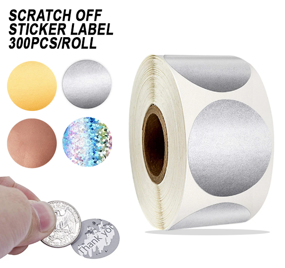 300 sheets/roll 2.50cm silver scratch Off sticker film self-adhesive ...