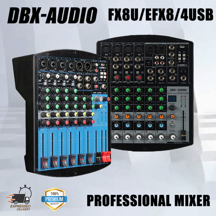 DBX-AUDIO FX8U/EFX8/4USB เพาเวอร์แอมป์มิกเซอร์ระดับมืออาชีพ 8 แชนแนล ...