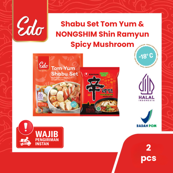 Edo Shabu Set Tom Yum 250 Gr + Nong Shim Shin Ramyun Spicy Mushroom 120 ...