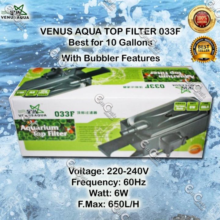 Venus Aqua 033F Top Filter 6watts (for 5-10 Gallons) (10gl)(tof)(5gl) Aquarium Filter Overhead ...