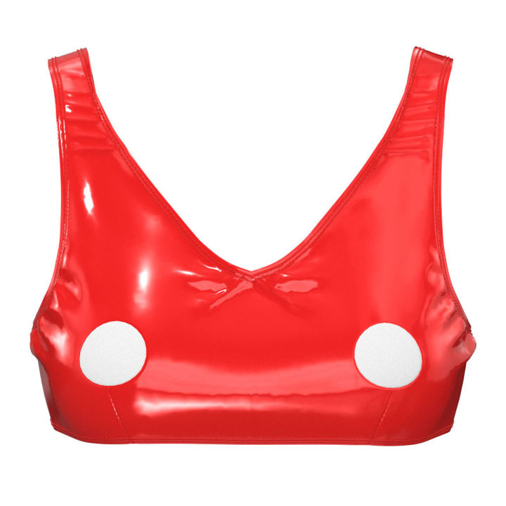 Women Sexy Glossy PVC Leather Bra Hot Exposed Shiny Latex Lingerie ...