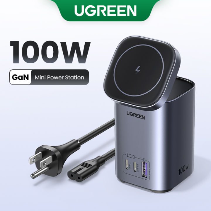 【GaN】UGREEN 3-in-1 100W 65W Qi2 Mini Power Station Desk Charger Magsaft ...