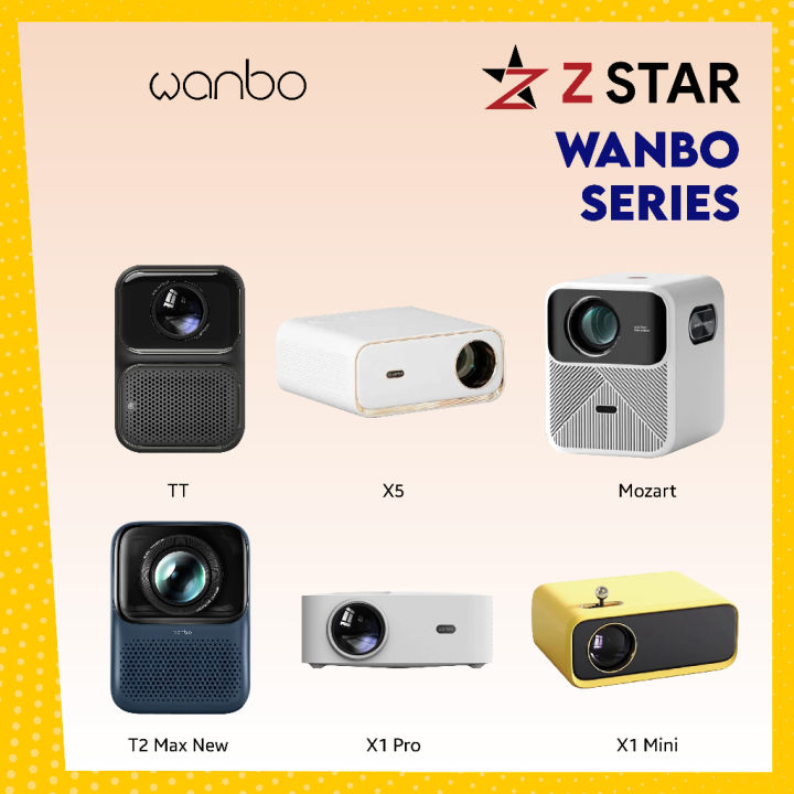 WANBO Smart Portable Mini Projector Mozart 1, X5, T2 MAX NEW, T2 FREE ...