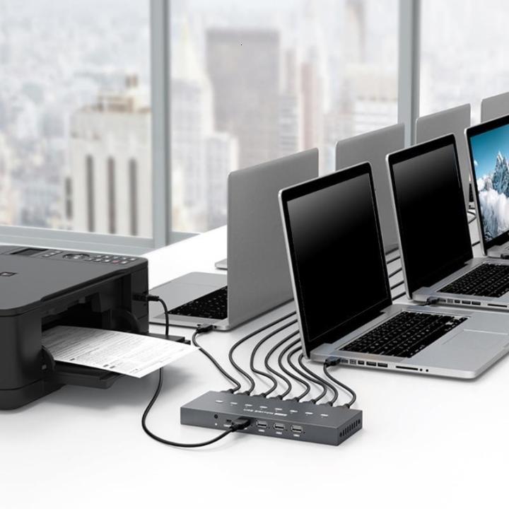 USB Printer Sharing Device, 8 in 4 Out Printer Manual Sharing Device ...