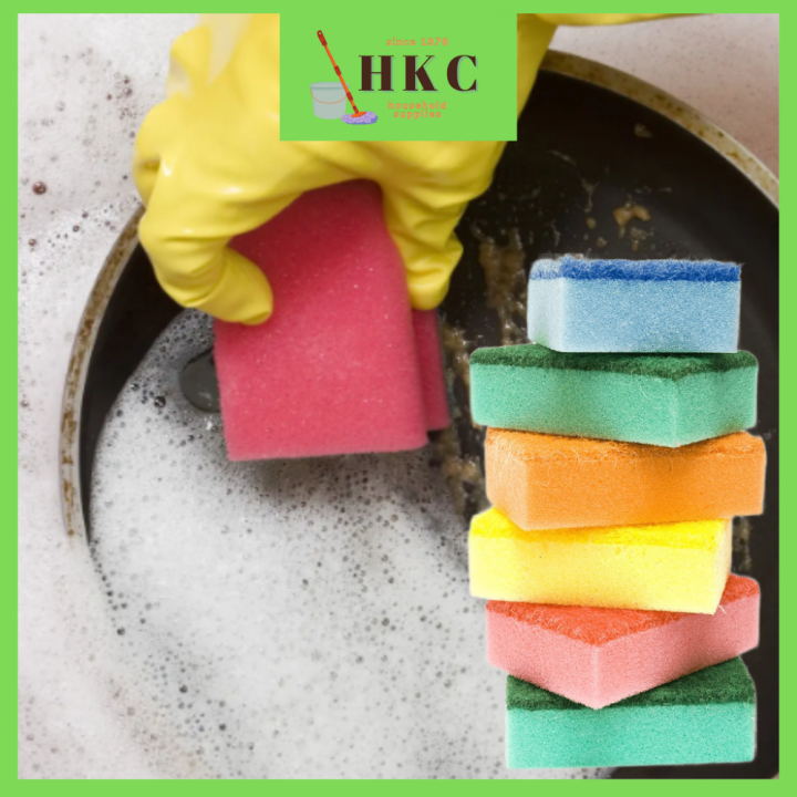 4pcs Scouring Sponge Scouring Pad Kitchen Wash Clean Pads Dishwash Soft ...