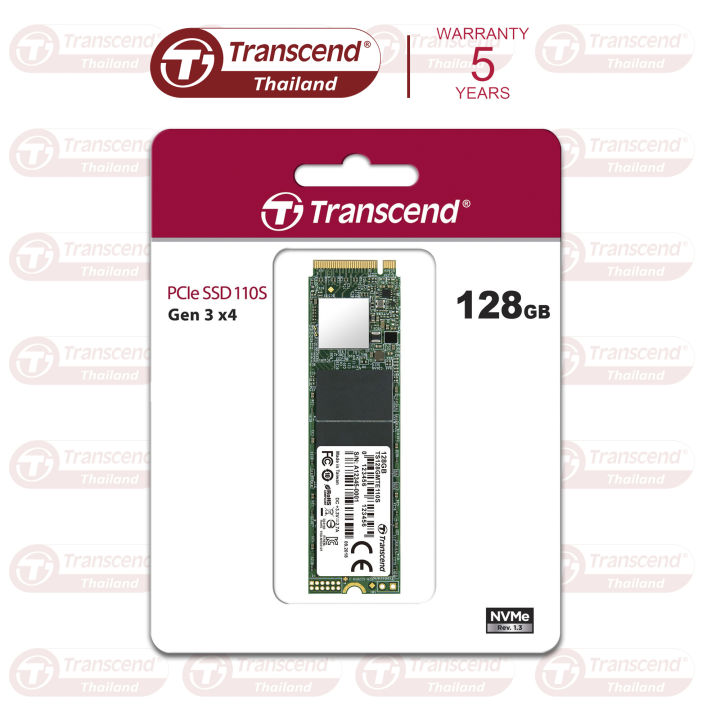 PCIe NVMe M.2 SSD 128GB : MTE110S : Gen 3 x4 :Transcend -รับประกัน 5 ปี หรือ**ไม่เกิน 50 TBW ...