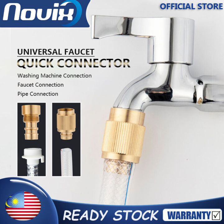 Novix Universal Brass 1/2 Faucet Adapter Water Tap Hose Fittings ...
