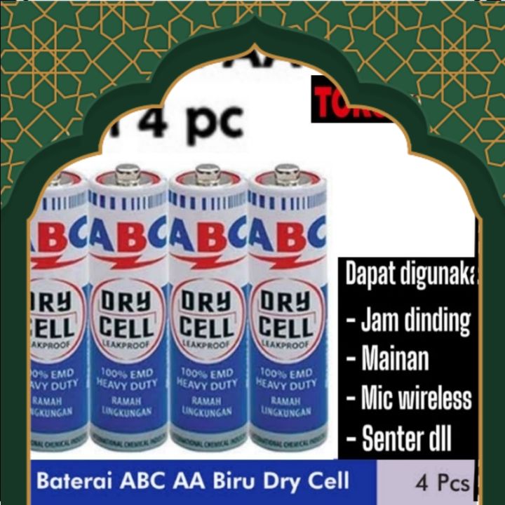 BATERAI ABC AA 1 PACK 4 PC / BATU BATREY JAM DINDING / BATTERY ABC AA ...