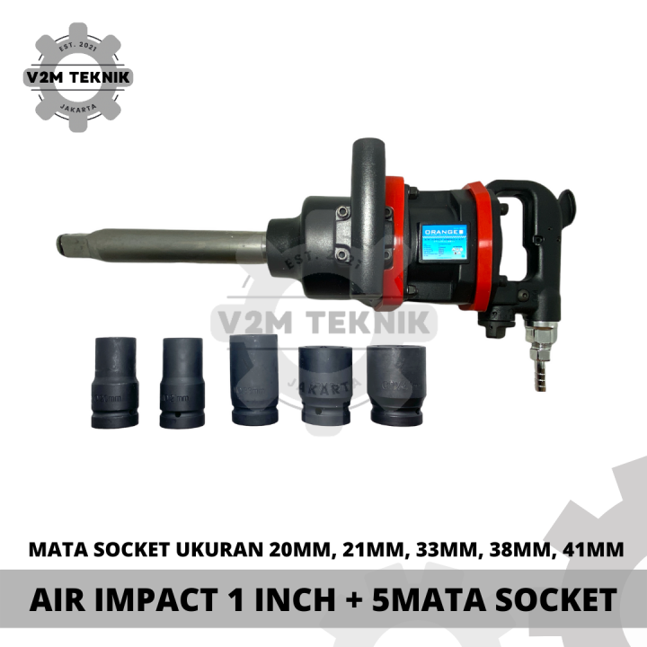 Air Impact Wrench 1 Inch / Alat Pembuka Ban Angin + 5 Mata Socket / Air ...