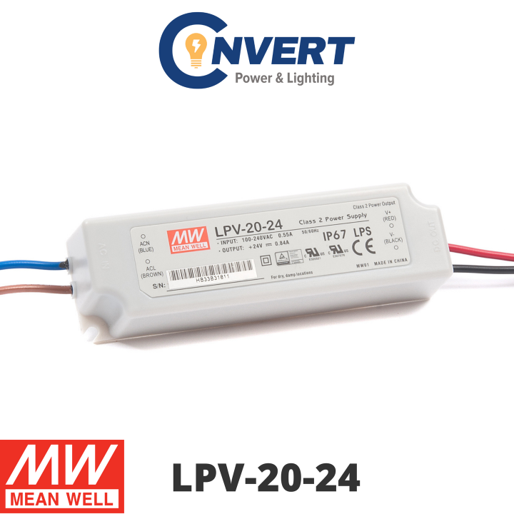 Mean Well LPV Power Supply (LPV-20) LPV-20-24 - (20W) 20.2W 24V 840mA ...