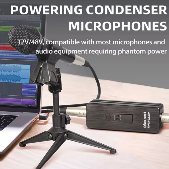 Phantom Power Supply 48V Microphone Amplifier Rechargeable Portable for ...