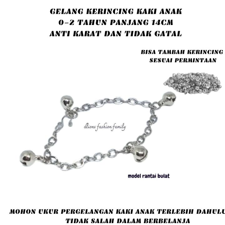 GELANG KERINCING KAKI BABY,BAHAN BAJA PUTIH ANTI KARAT DAN TIDAK GATAL ...