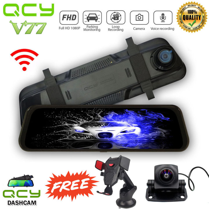 QCY V77 HD Dash CAM 1080P+1080P WIFI 9.66" in Touch Screen / Super ...