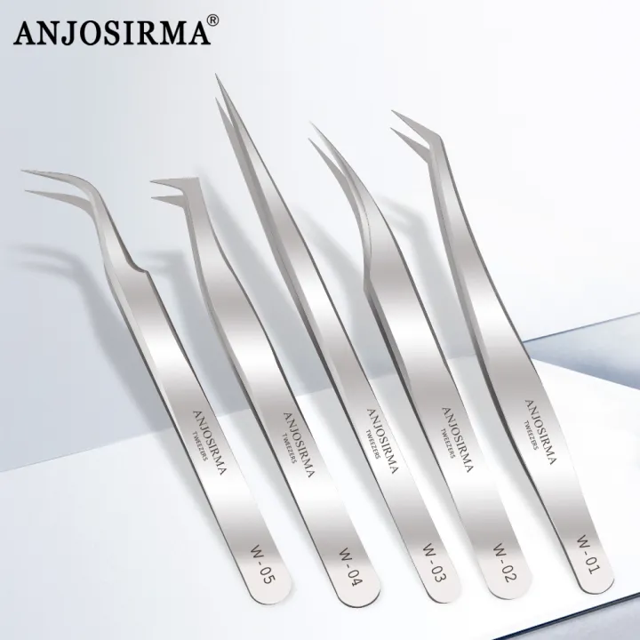 ANJOSIRMA High Quality Gold Silver Eyelashes Extension Tweezers Classic ...