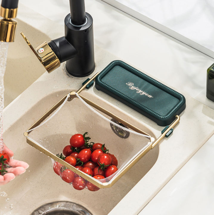 Multi-functional draining rack sink strainer holder food waste residue ...