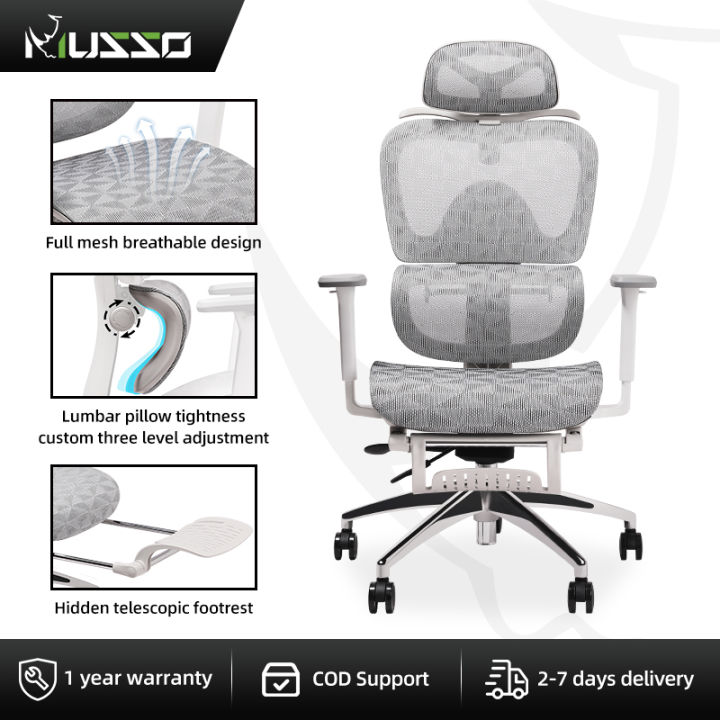 MUSSO E600 PRO Ergonomic Chair 3D Handrail and Adjustable Headrest ...