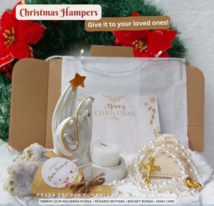 Patung Natal siluet/Set Natal/Kado Natal/Hadiah Natal/Rosario mutiara ...