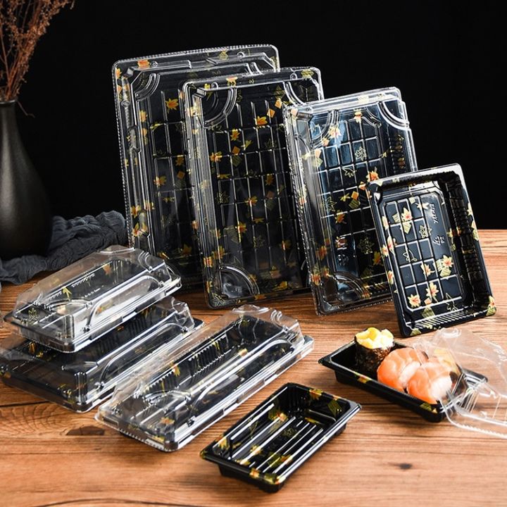 [10pcs] Rectangle sushi tray with lid disposable sushi tray | Lazada PH