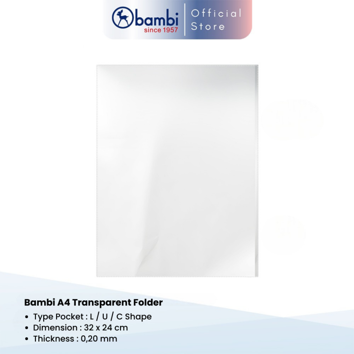Bambi A4 Transparent Folder [L-Shape | U-Shape | C-Shape] | Lazada Singapore