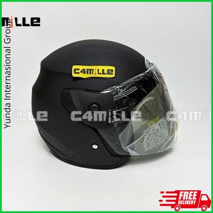Helm Evolution Polos Black Doff Half Face Model Gm Evo Kualitas Premium ...