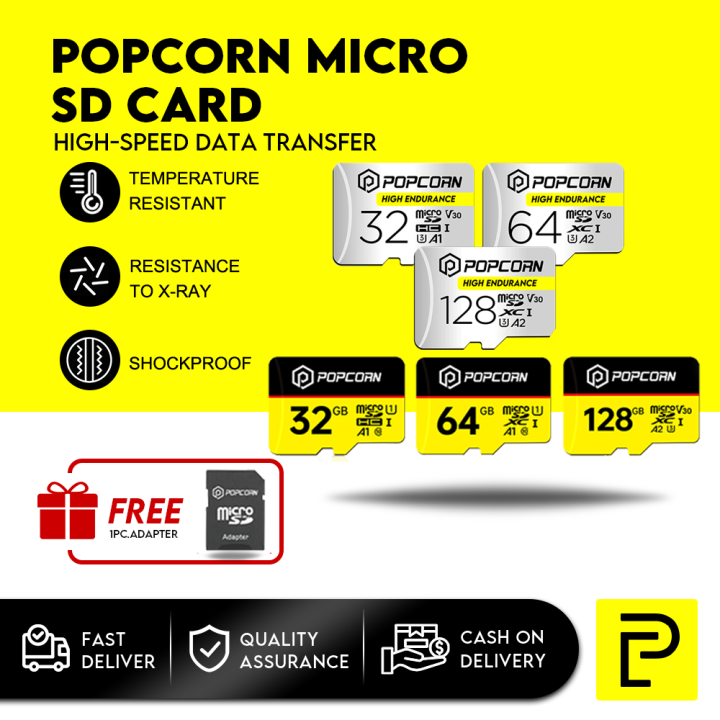 Popcorn Ultra MicroSDXC UHS-I Memory Card with Adapter IPX7 Waterproof ...