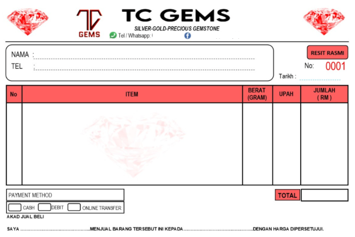 BUKU RESIT 1 BIJI BOLEH LETAK NAMA SYARIKAT DAN LOGO BERWARNA | Lazada