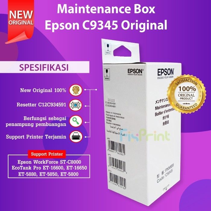 Epson C9345 Maintenance Box Printer L6550 L6580 L15150 L15160 M15140 ...