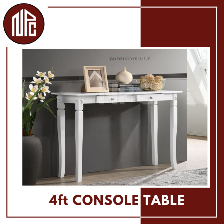 [TRUE HOME] 3/4FT White Solid Wooden Console Table Dressing Table Meja ...