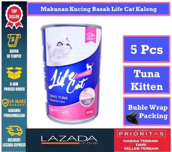 Makanan Kucing Basah LIFECAT LIFE CAT KITTEN Kaleng 400 Gr Rasa Tuna ...
