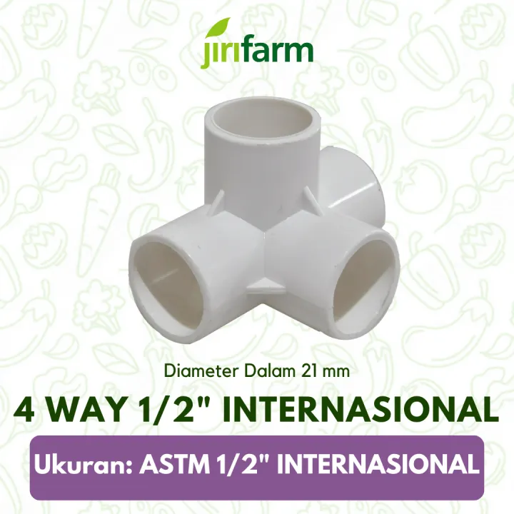 JIRIFARM - Fitting Pipa Paralon 1/2 Inch Inci Elbow Cross Tee 4 Way ...
