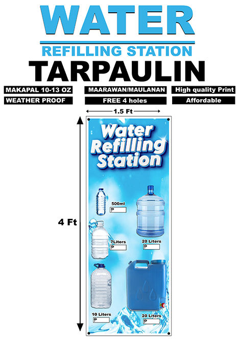 water refilling station TARPAULIN BANNER mineral distilled purified ...