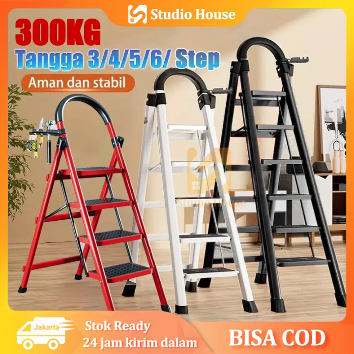 Tangga 3/4/5/6/7/8 Step Rumah Lipat Tangga Besi Lipat Household Steel ...
