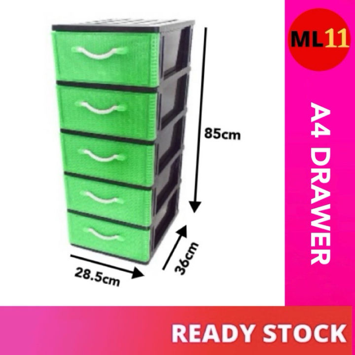 (5 TIER) A4 Drawer Black Frame / Premium Plastic A4 Drawer / Storage ...