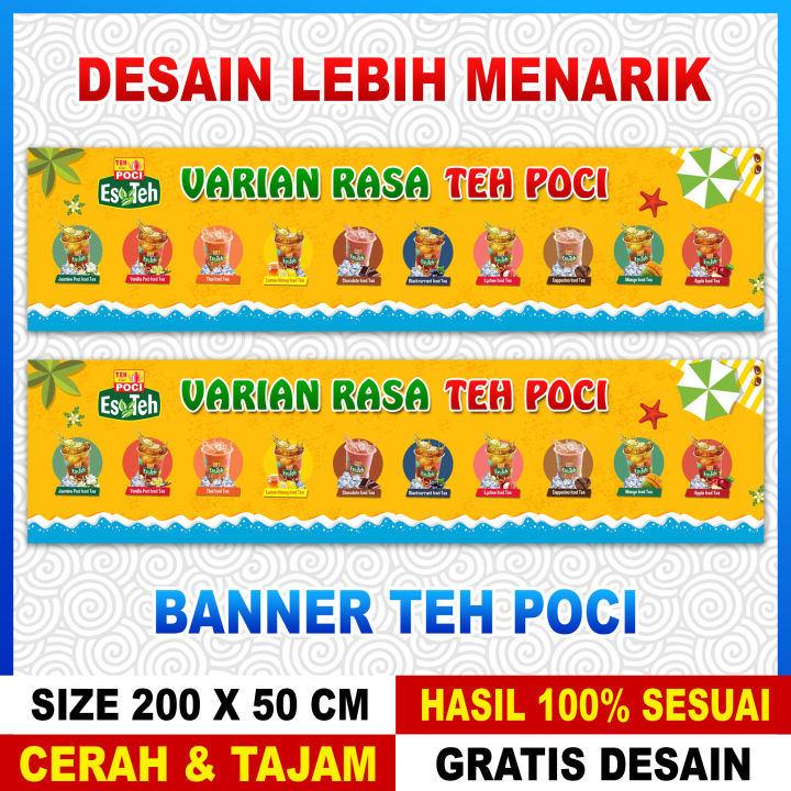 TERMURAH1 SPANDUK BANNER TEH POCI MENU JUMBO UKURAN 300x75 CM | Lazada ...