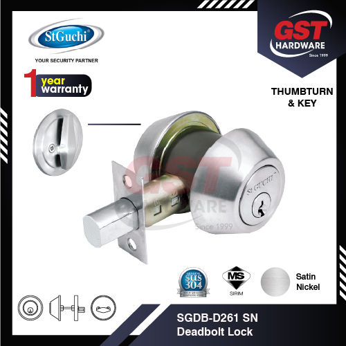 St Guchi SGDB-D261 SS Thumbturn & Key Deadbolt Lock Key Lock St Guchi ...