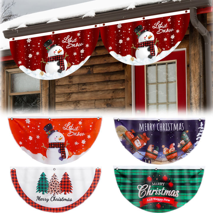 Christmas Fan-Shaped Flag Banner Christmas Door Windows Garden Railing ...