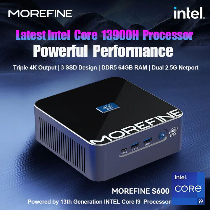 MOREFINE S600 13th Gen Intel i9-13900H i7-1360P DDR5 Mini PC DDR5 ...