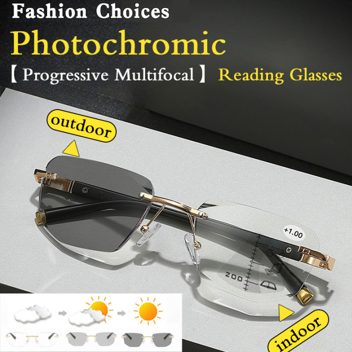 4 in 1 Photochromic Progressive Multifocal Reading Glasses for Men ...