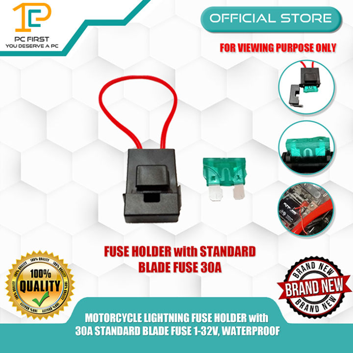 PC FIRST MOTORCYCLE LIGHTNING FUSE HOLDER with 30A STANDARD BLADE FUSE ...