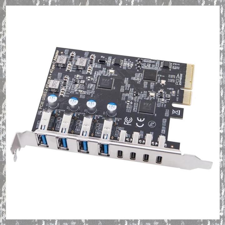 PCIE USB3.2 GEN2 10Gbps Expansion Card PCI Express X4 to 4 Port TYPE A ...