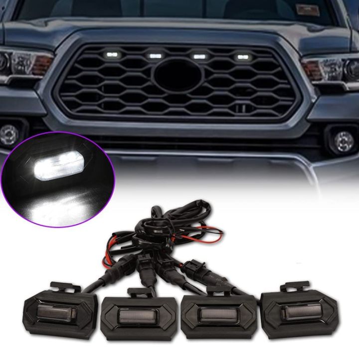 4PCS LED Front Grill Lights for Toyota Tacoma Raptor TRD Off Road Sport ...