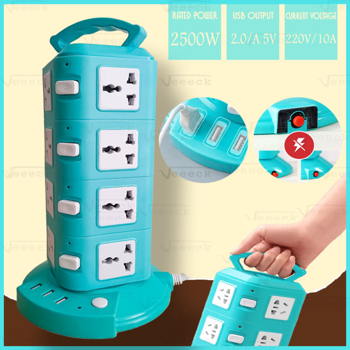 Vertical Tower Smart Secure Socket 4 Layer Extension 4 Power Strip ...