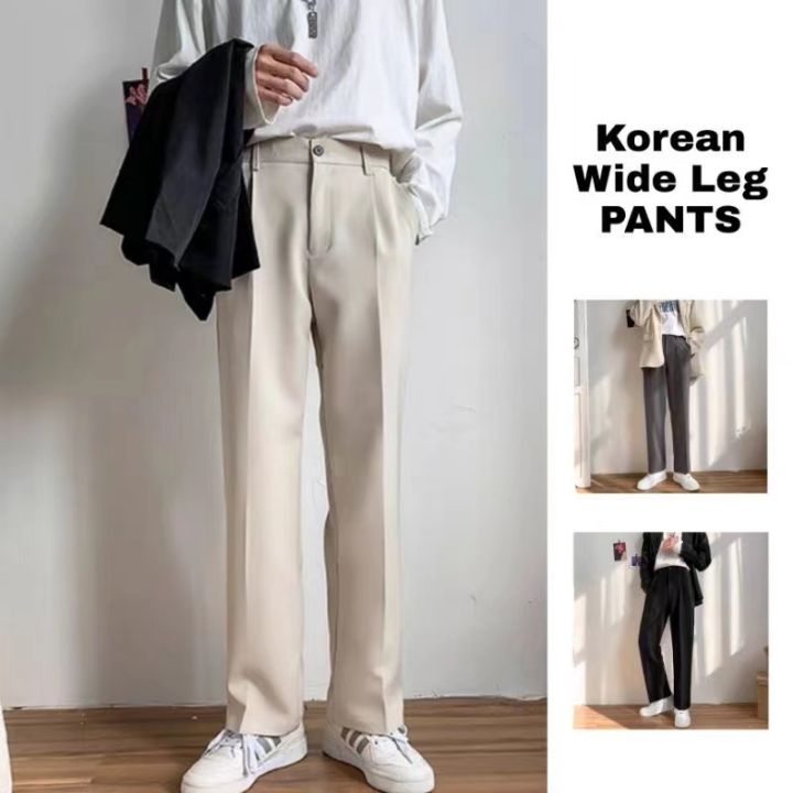 NS Korean Wide Leg Pants for Men 3 Colors Slacks Trouser Pants Cotton ...