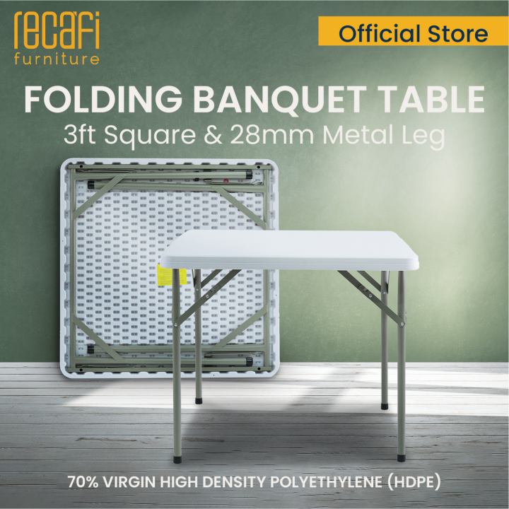 Recafi Furniture 3FT Square HDPE Folding Banquet Table With Metal Leg ... Recafi Furniture 3FT Square HDPE Folding Banquet Table With Metal Leg ...