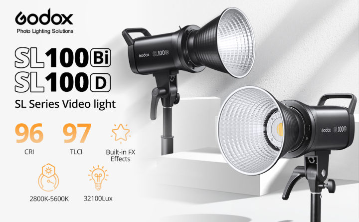 Godox SL100Bi 100W 2800-6500K Bi-color Version LCD Panel LED Video ...