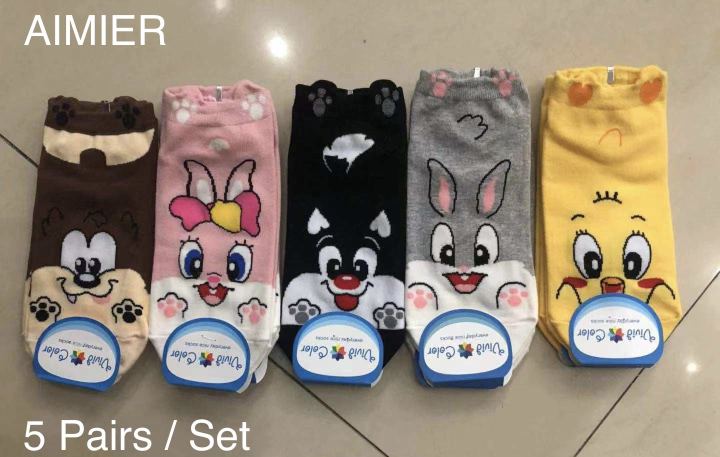 AIMIER 5Prs/Set Korean Cute version ankle socks Stlye W02-40 | Lazada PH