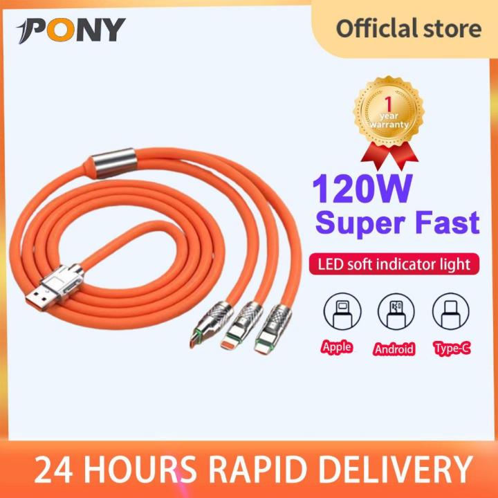 120W FLASH CHARGE 6A Super Fast Charge Cable Type C Liquid Silicone ...