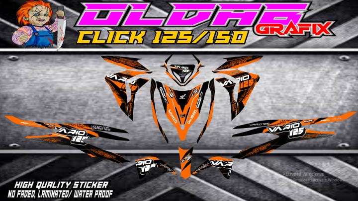 HONDA CLICK 125/150 STICKER DECALS, VARIO DESIGN ORANGE #084 | Lazada PH